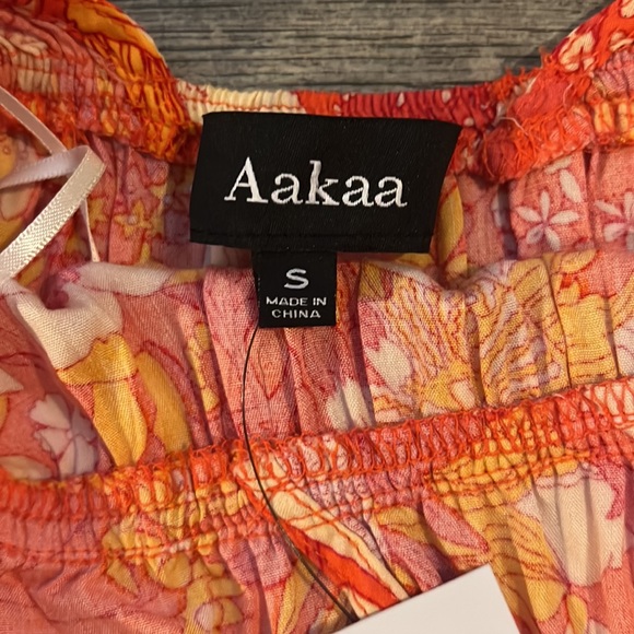 Aakaa | Dresses | Red Dress Aakaa Pink Orange Backless Keyhole Halter ...